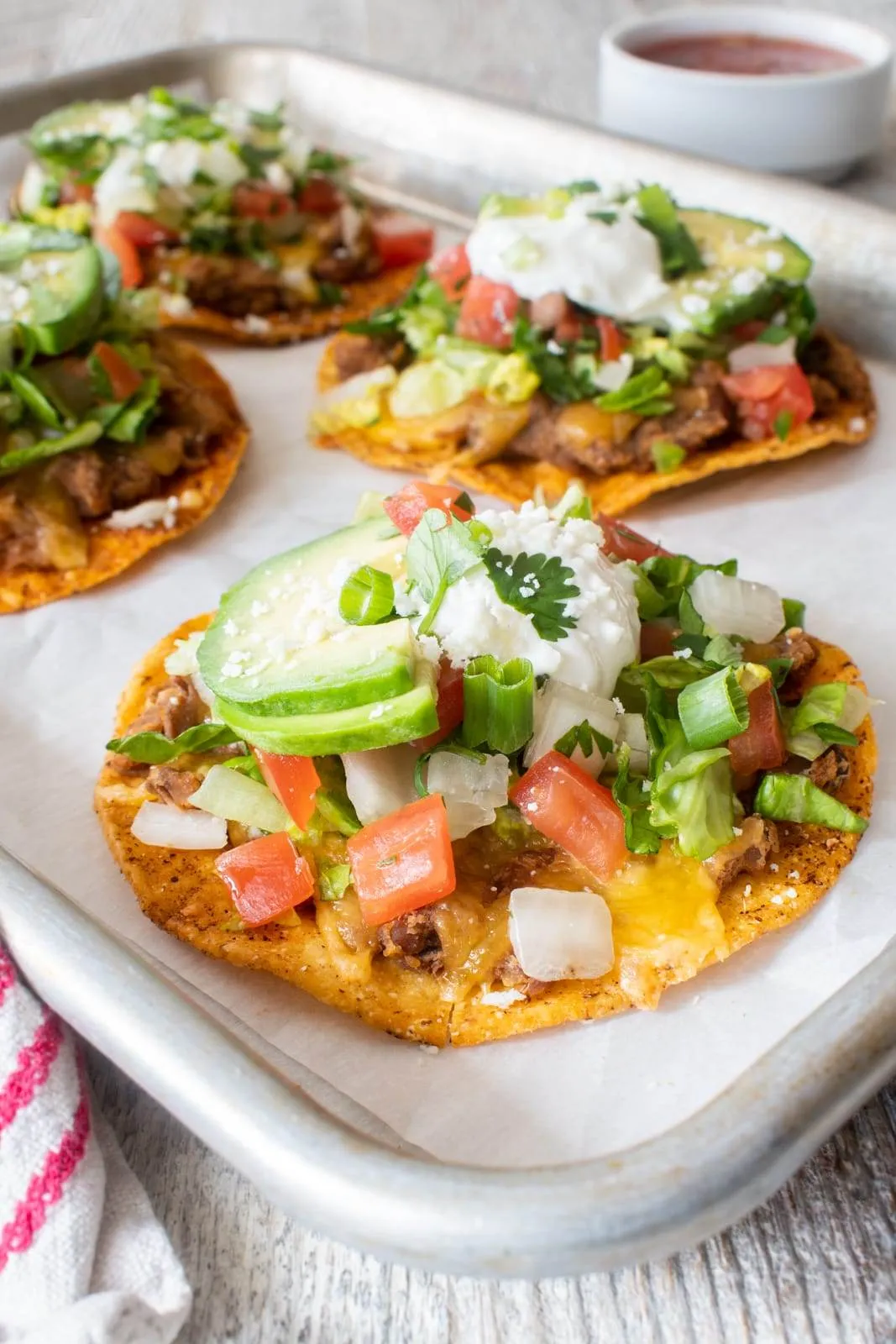 Loaded Bean and Cheese Tostadas | For the Love of Cooking