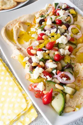 Loaded Greek Hummus | For the Love of Cooking