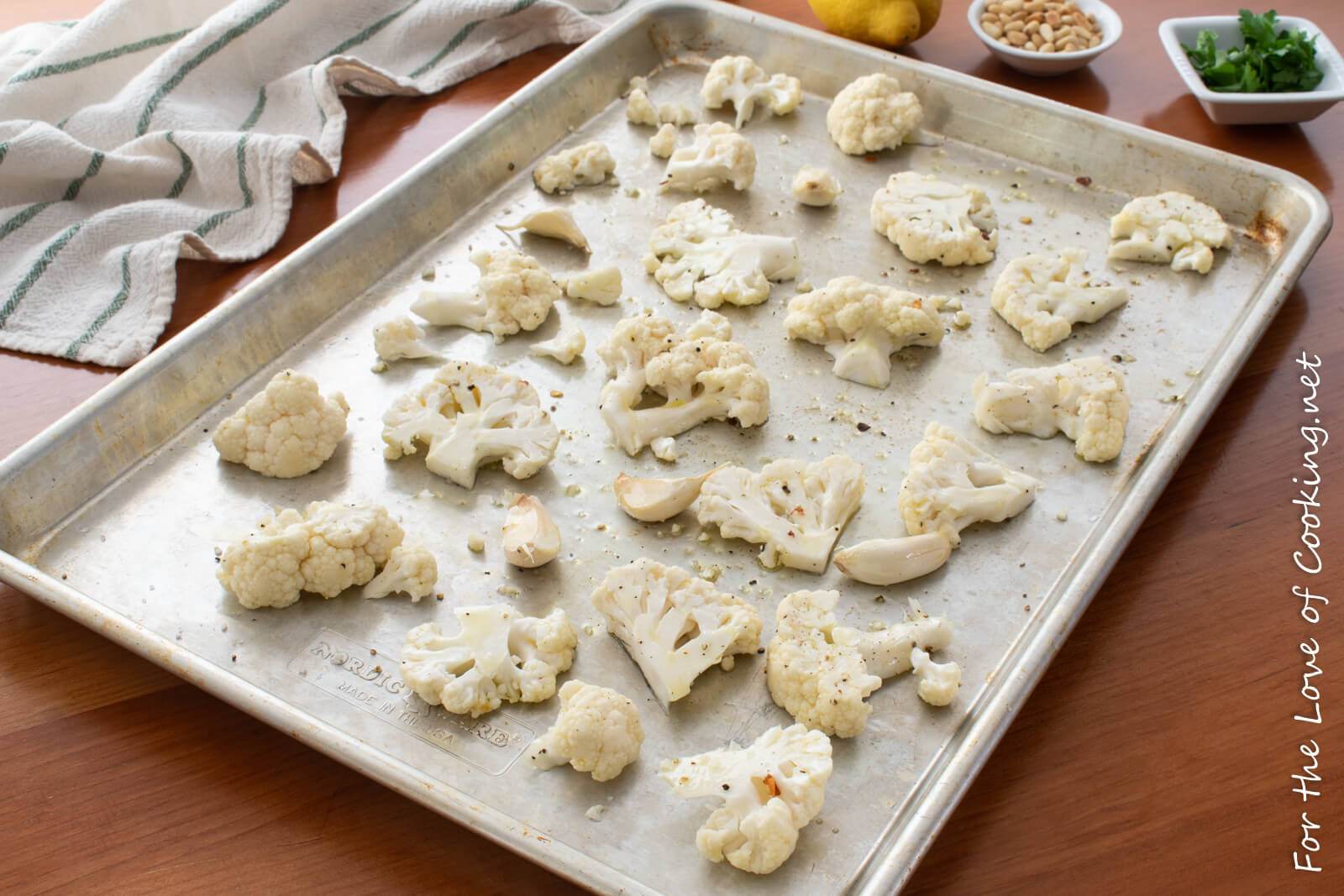 Roasted Cauliflower with Garlic and Pine Nuts | For the Love of Cooking